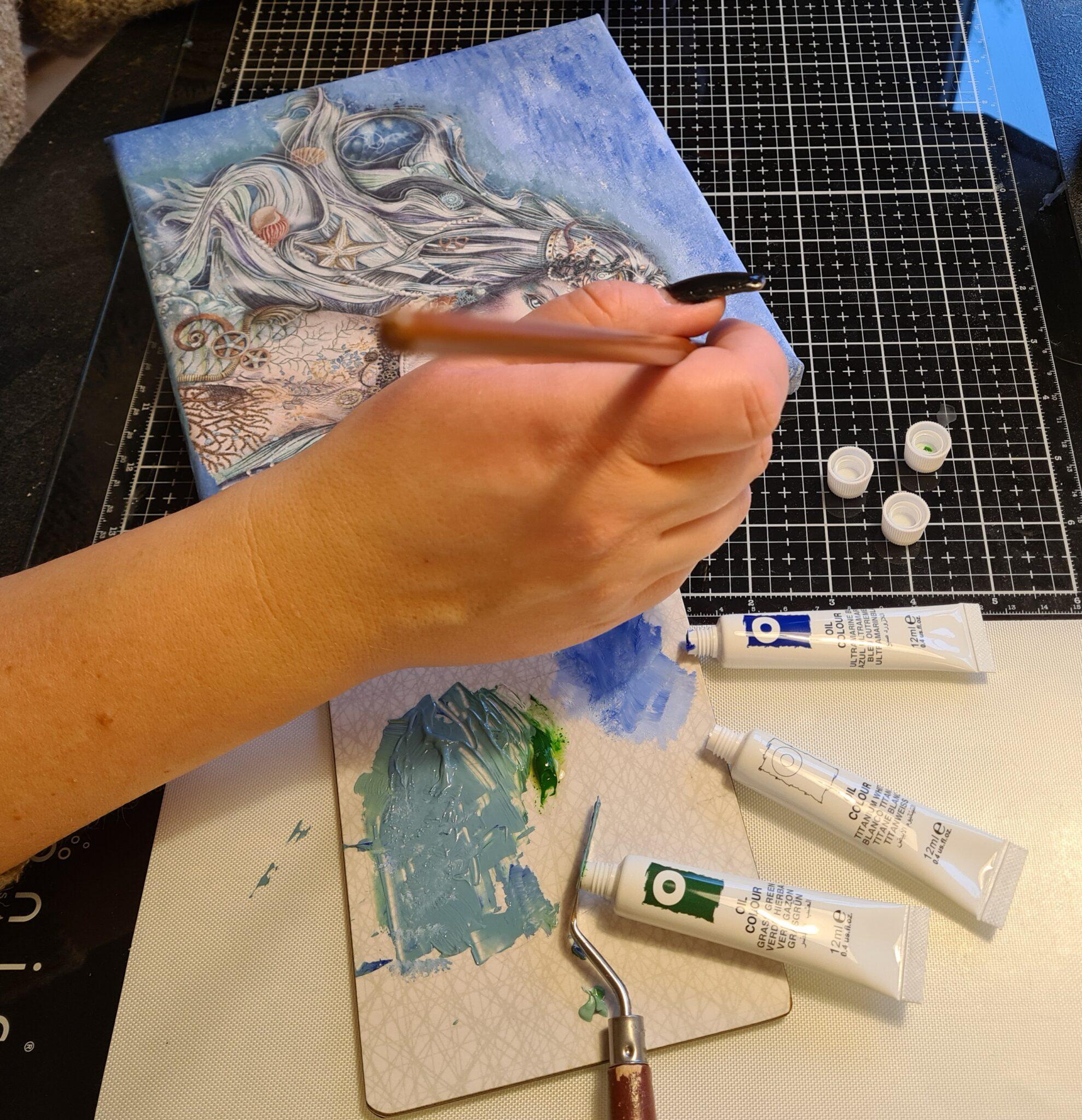 Tavlor till jul målade med oljefärger - Kristinas Scrapbooking Blogg